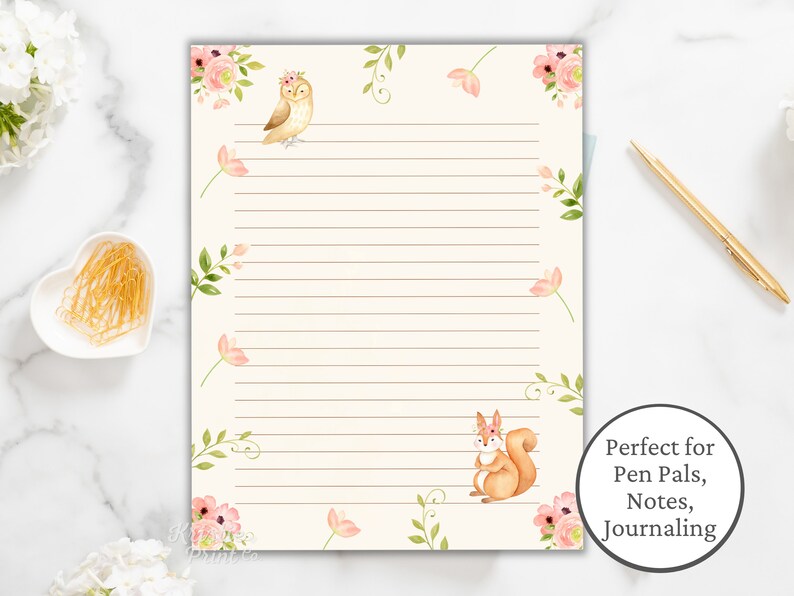 Woodland Stationary, Digital Note Paper, Download, Writing Paper, Deer ...