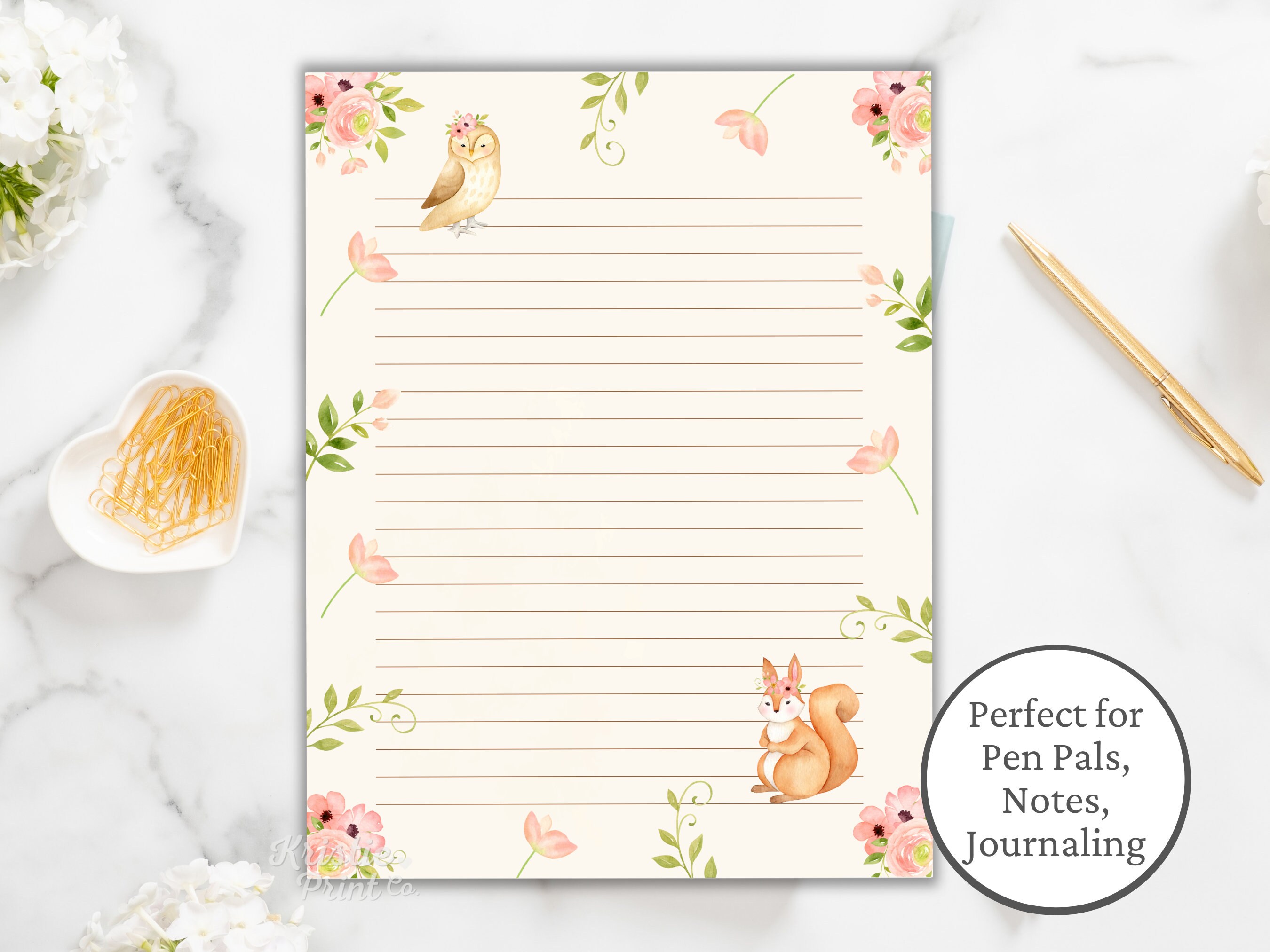 Woodland Stationary, Digital Note Paper, Download, Writing Paper, Deer ...