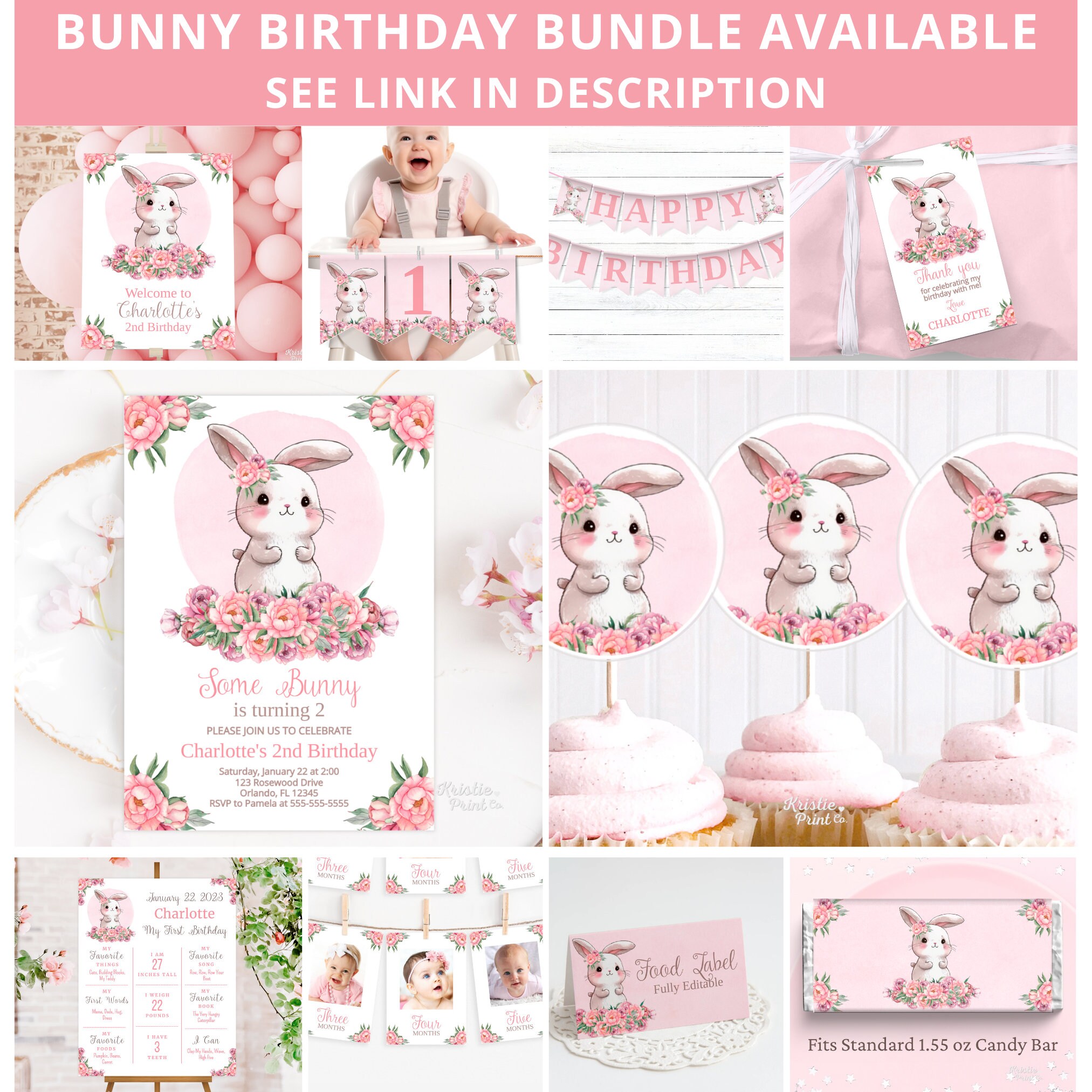 Bunny Birthday Invitation Some Bunny is One Birthday Invitation Rabbit ...