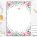 Pink Roses Stationery, Floral Lined Paper, Printable Stationery Paper ...
