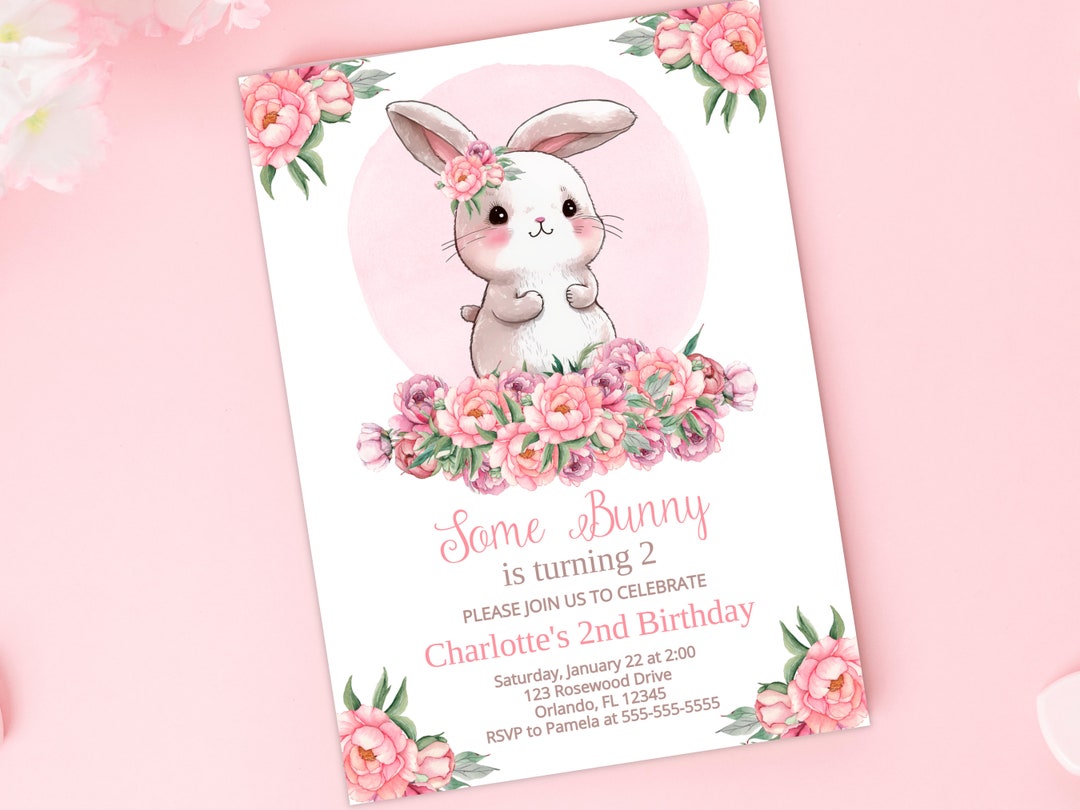 Bunny Invitation Editable Birthday Invitation Template Bunny Birthday ...