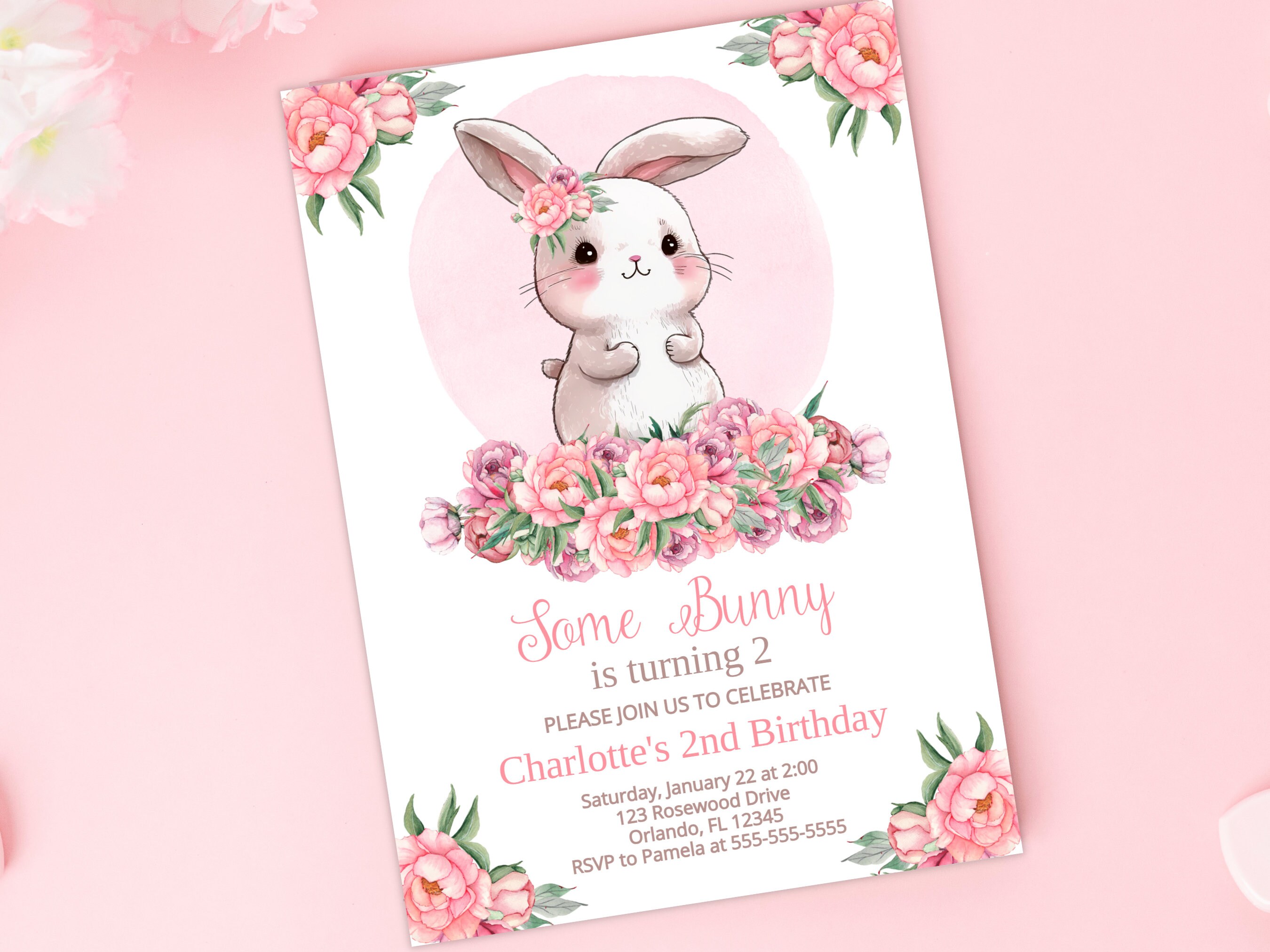 Bunny Invitation Editable Birthday Invitation Template Bunny Birthday ...