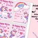 Kids Valentines Card Printable, Unicorn Classroom Valentines, Instant ...
