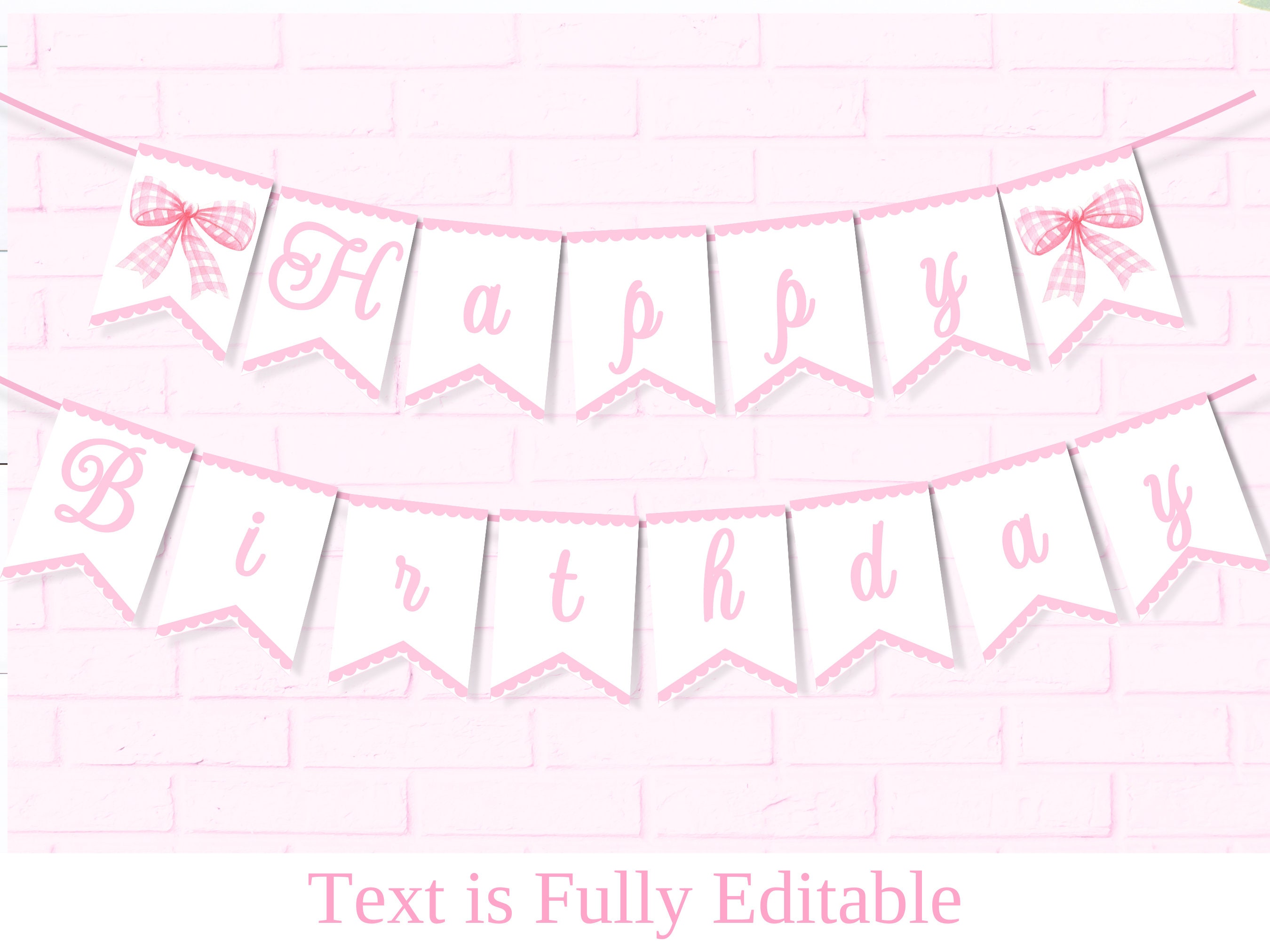 Pink Bow Banner Pink Bow Birthday Pink Bow Garland Pink Bow Baby Shower ...
