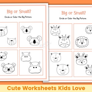 Big Small Worksheets, Learning Sizes Printable, Preschool Worksheets ...