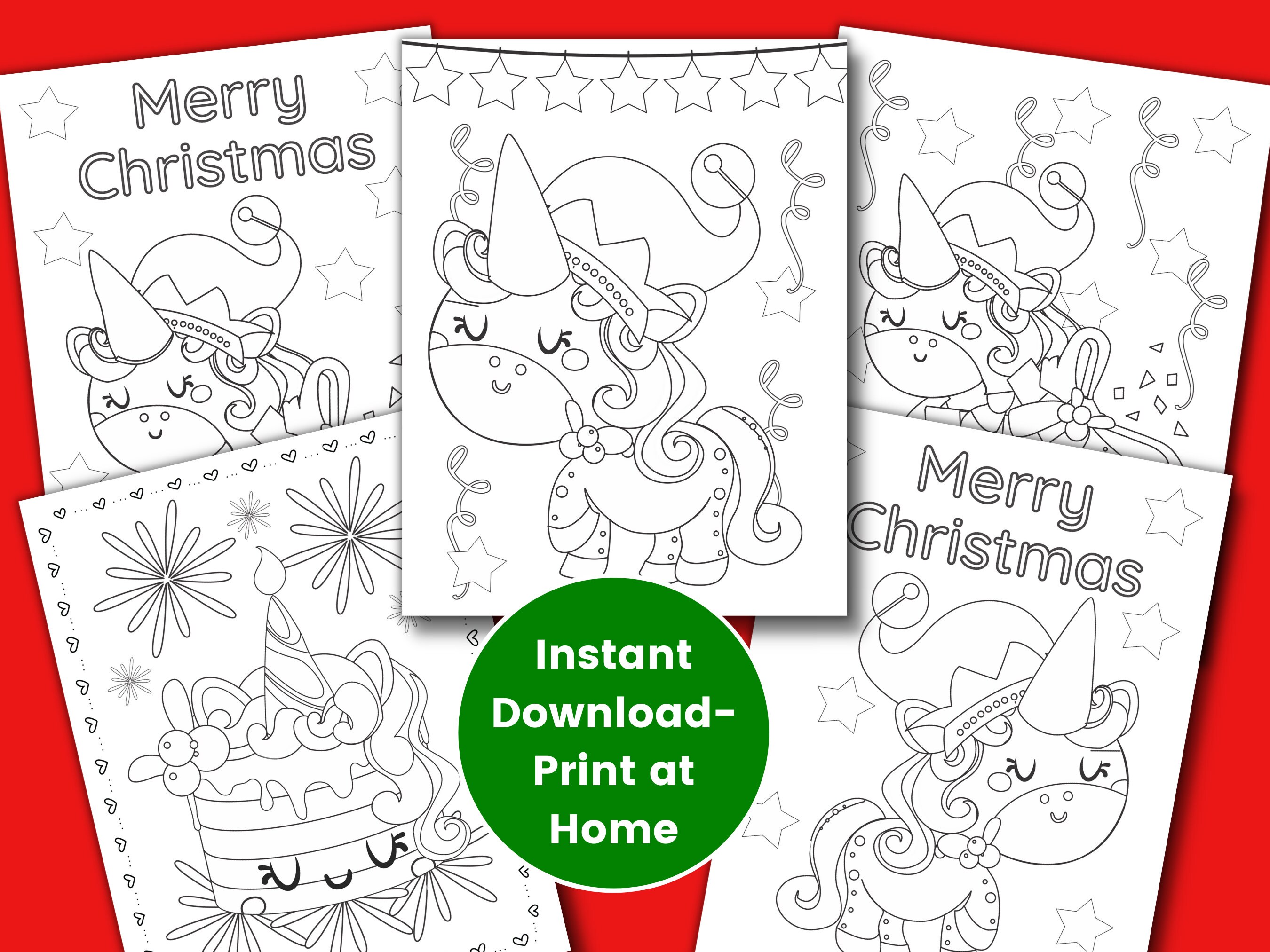 Christmas Unicorn Coloring Pages for Kids, Coloring Pages Printable ...