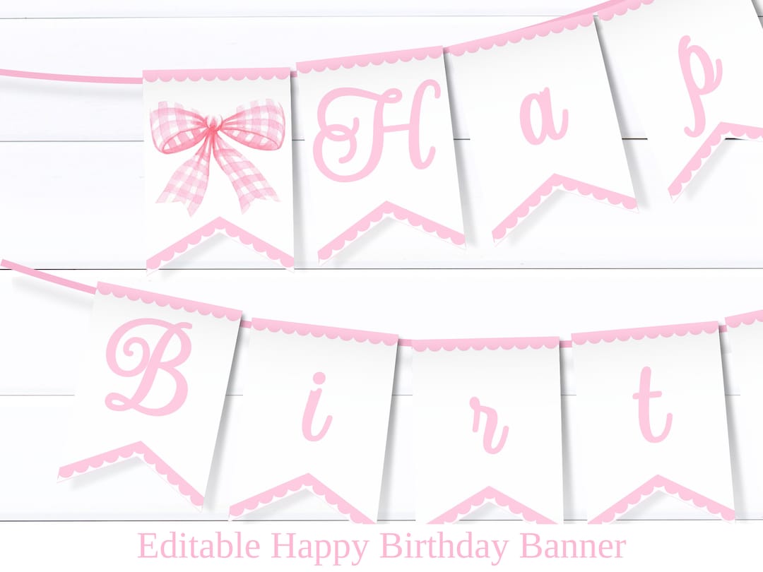 Pink Bow Banner Pink Bow Birthday Pink Bow Garland Pink Bow Baby Shower ...
