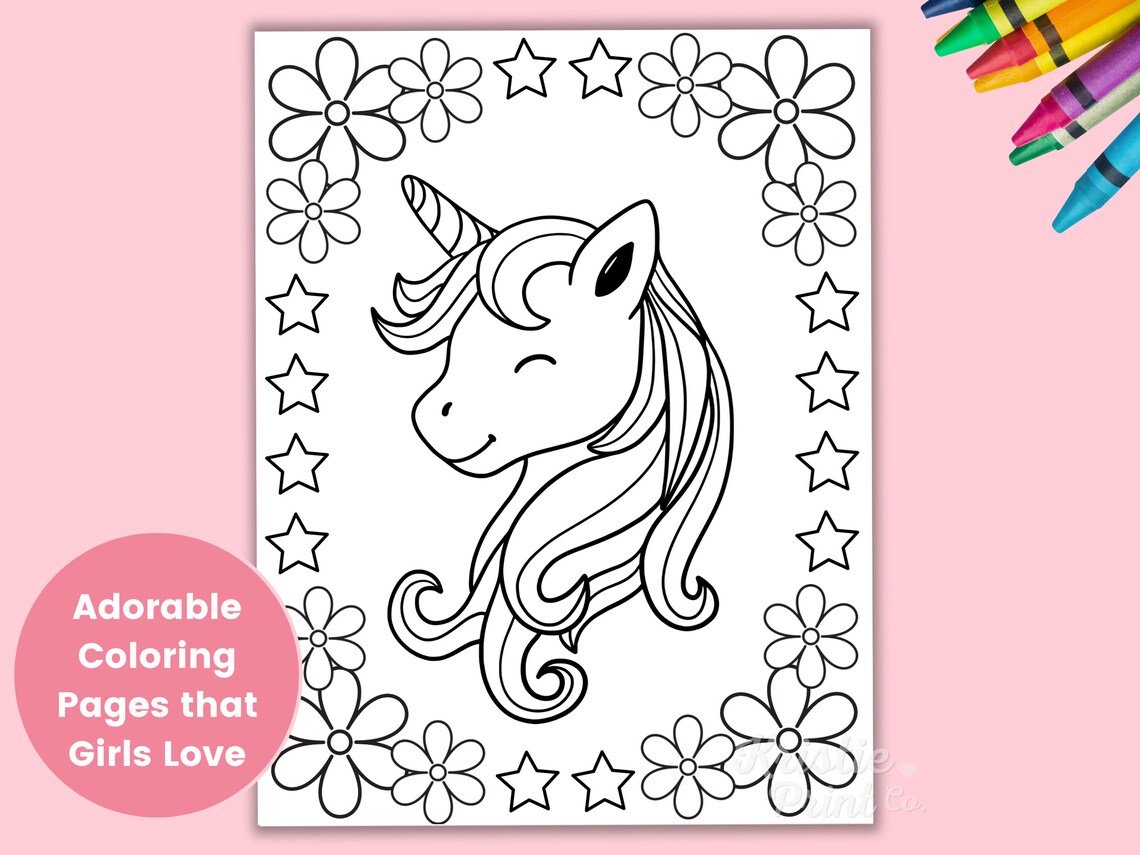 Girls Coloring Pages Printable, Unicorn Coloring Pages for Kids, Kids ...