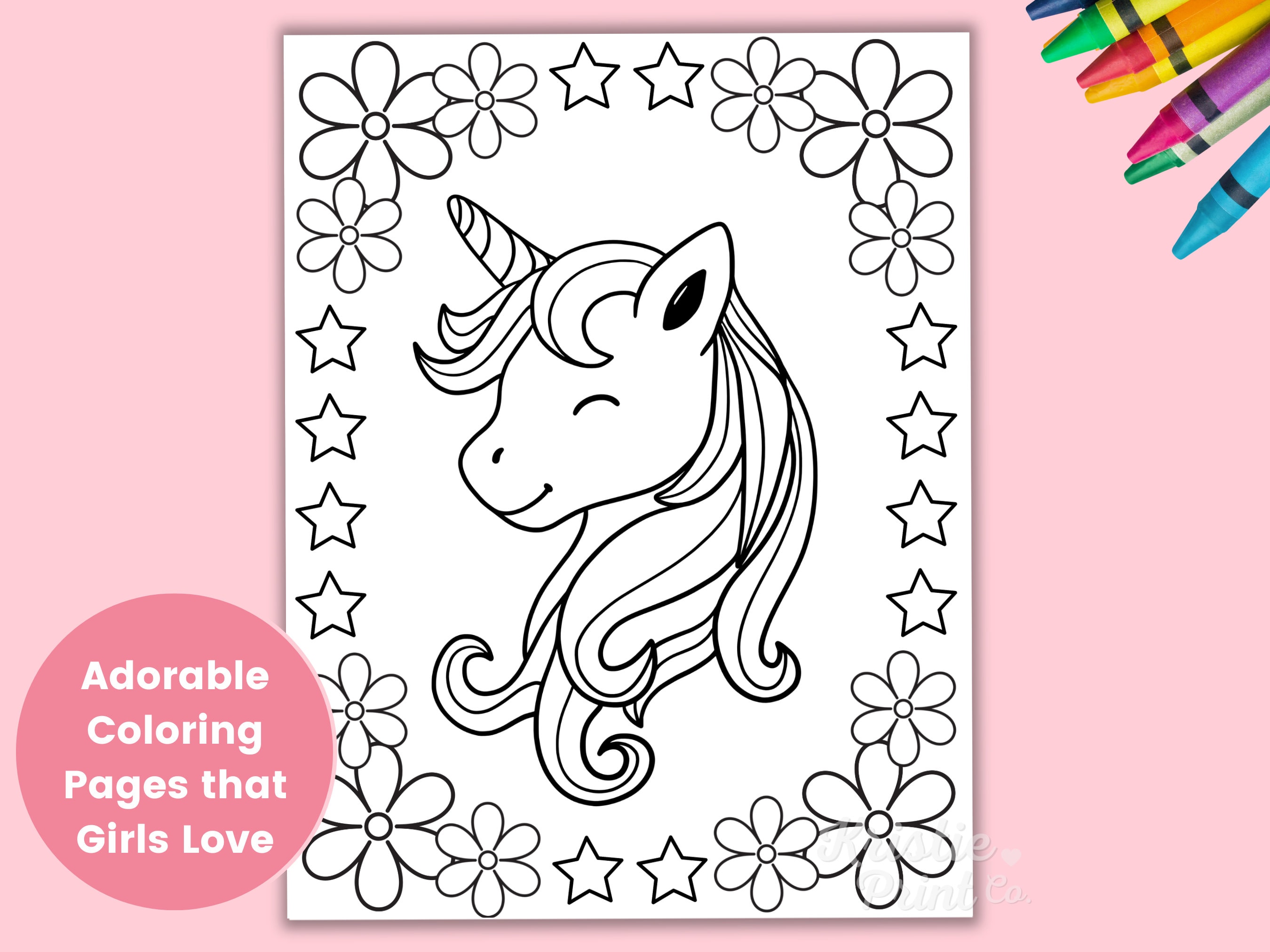 Girls Coloring Pages Printable, Unicorn Coloring Pages for Kids, Kids ...