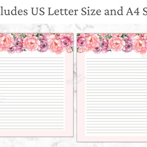 Pink Floral Printable Stationery, Writing Paper, 8.5x11, A4, Pink ...