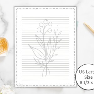 Printable Lined Paper Bundle, Printable Lined Pages, Stationery Set ...