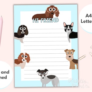 Dog Stationery for Kids, Printable Dog Stationary, Cute Kids Stationary ...