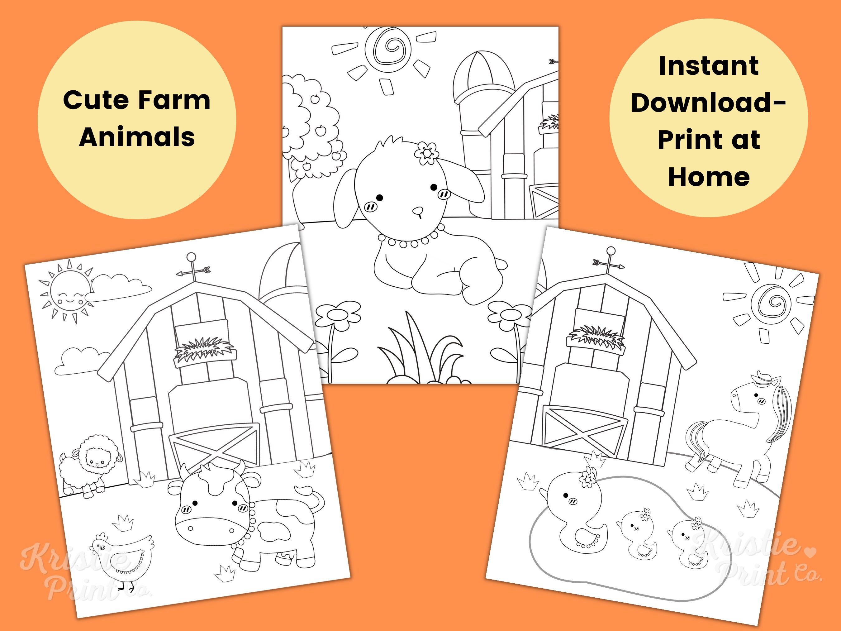 Farm Coloring Pages for Kids, Printable Farm Party Activities, Farm ...