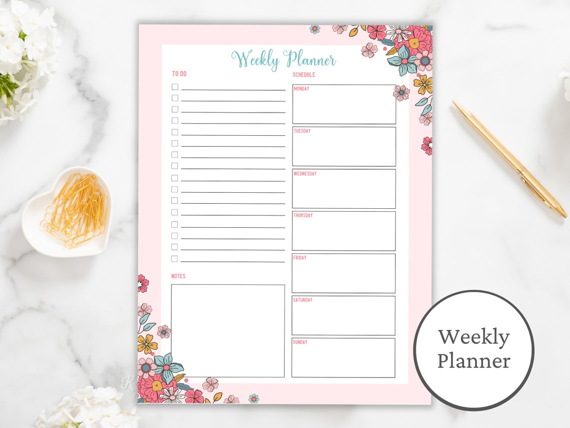 Floral Printable Planner Daily Planner Weekly Planner - Etsy