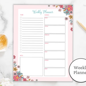 Floral Printable Planner, Daily Planner, Weekly Planner, Monthly ...