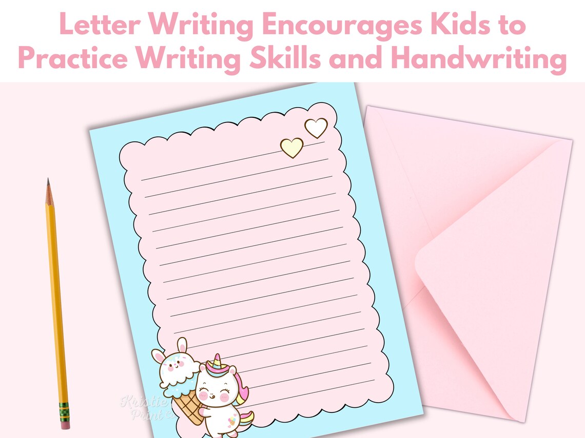 Unicorn Stationery, Printable Kawaii Letter Paper, Kawaii Stationery ...
