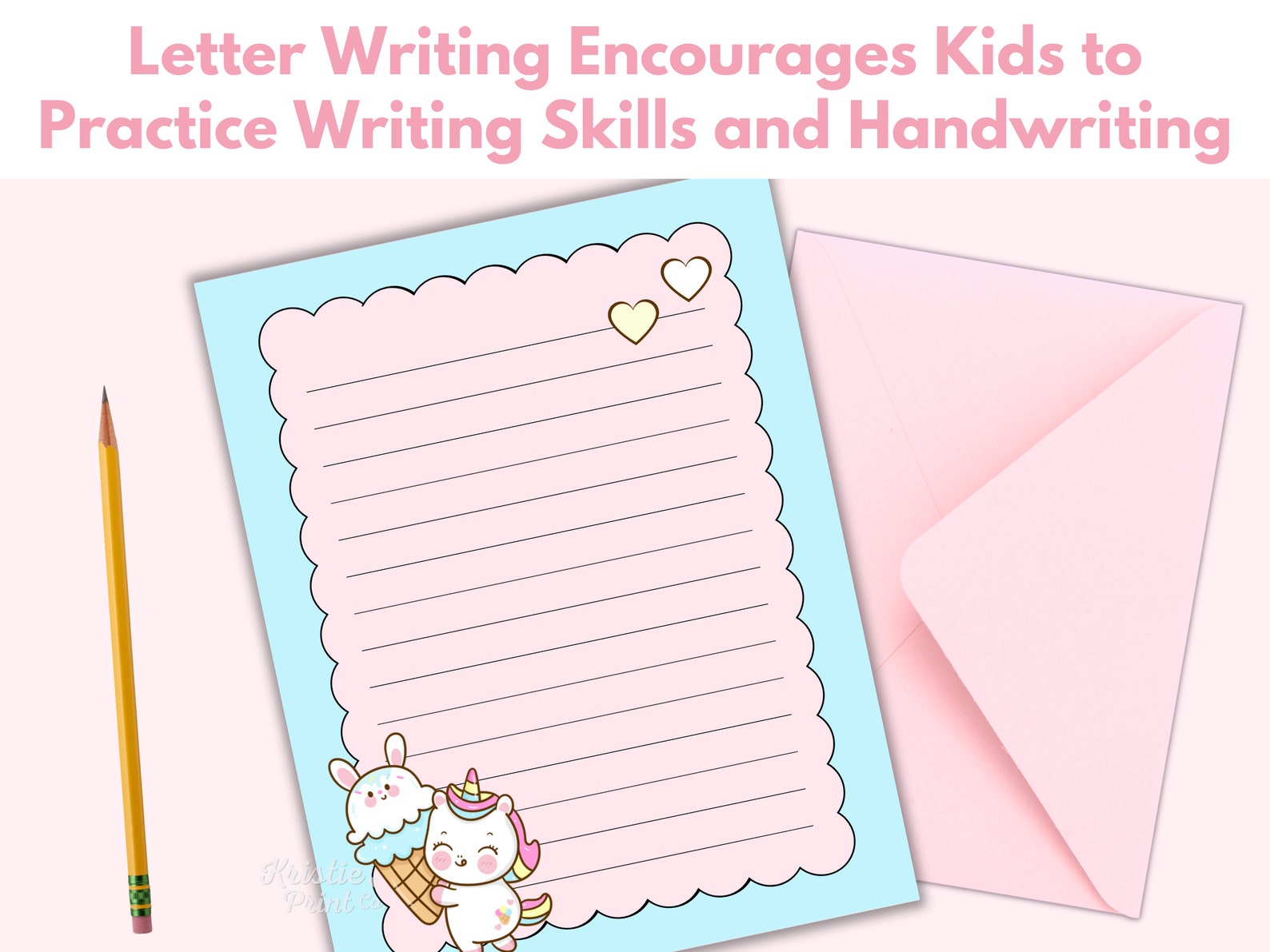 Unicorn Stationery, Printable Kawaii Letter Paper, Kawaii Stationery ...
