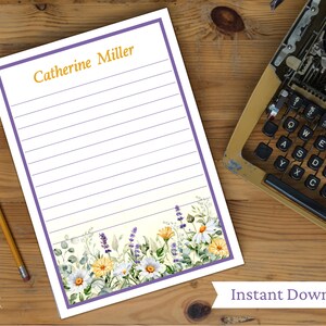 Printable Notepad Notepad Digital Download Custom Note Paper ...