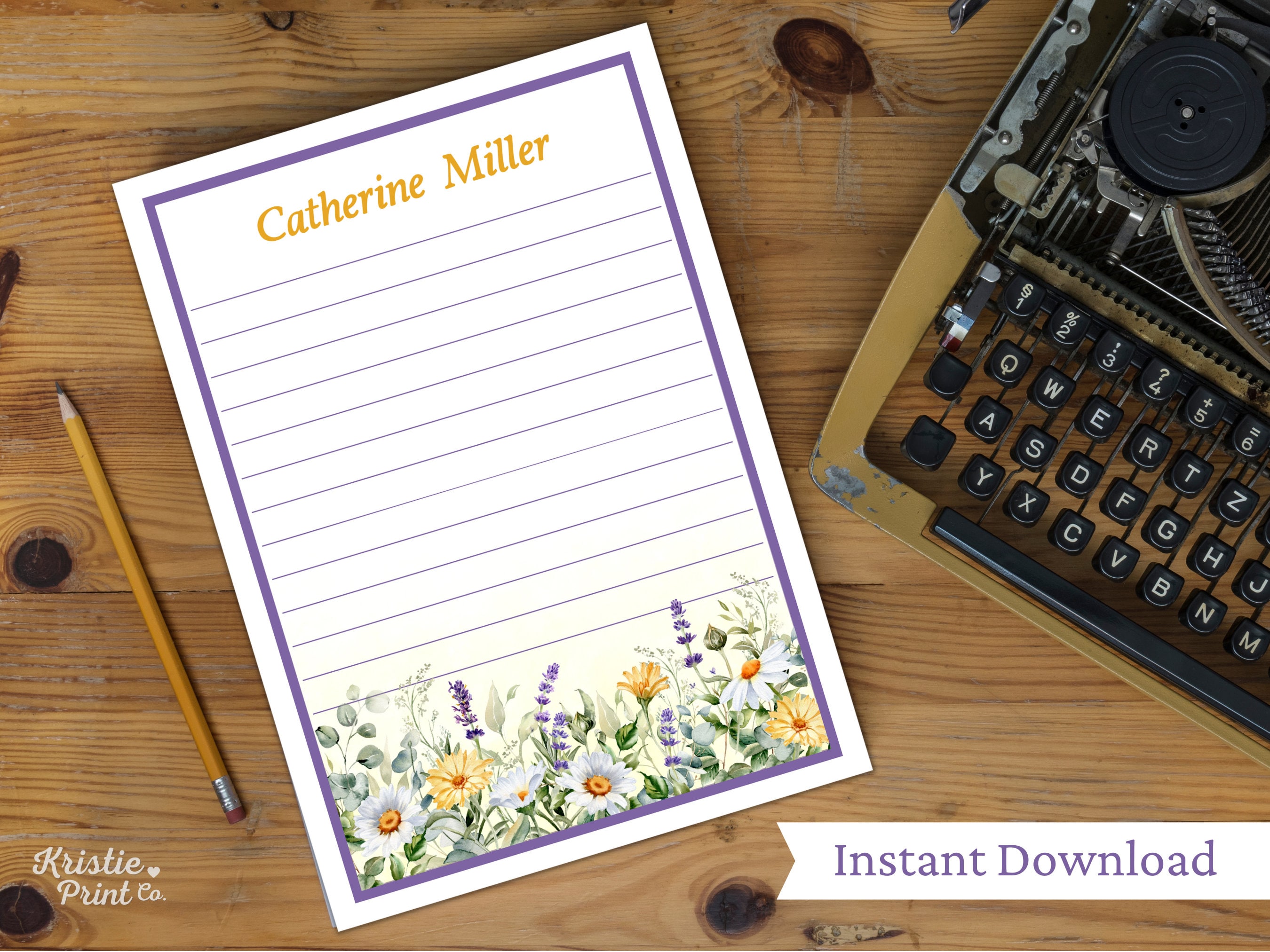Printable Notepad Notepad Digital Download Custom Note Paper ...