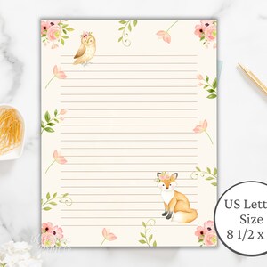 Woodland Stationary, Digital Note Paper, Download, Writing Paper, Deer ...