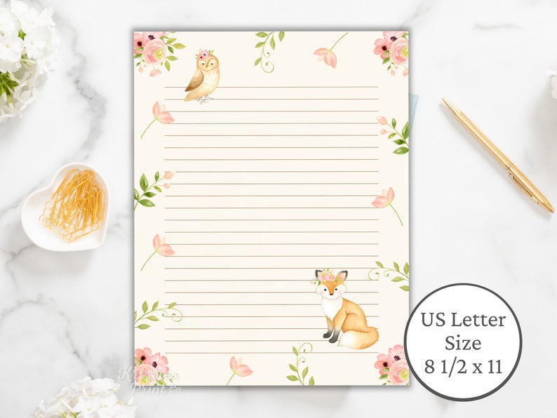 Woodland Stationary, Digital Note Paper, Download, Writing Paper, Deer ...