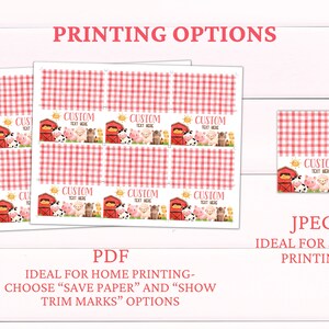 Farm Birthday Food Label Barnyard Birthday Food Tent Card Farm Animal ...