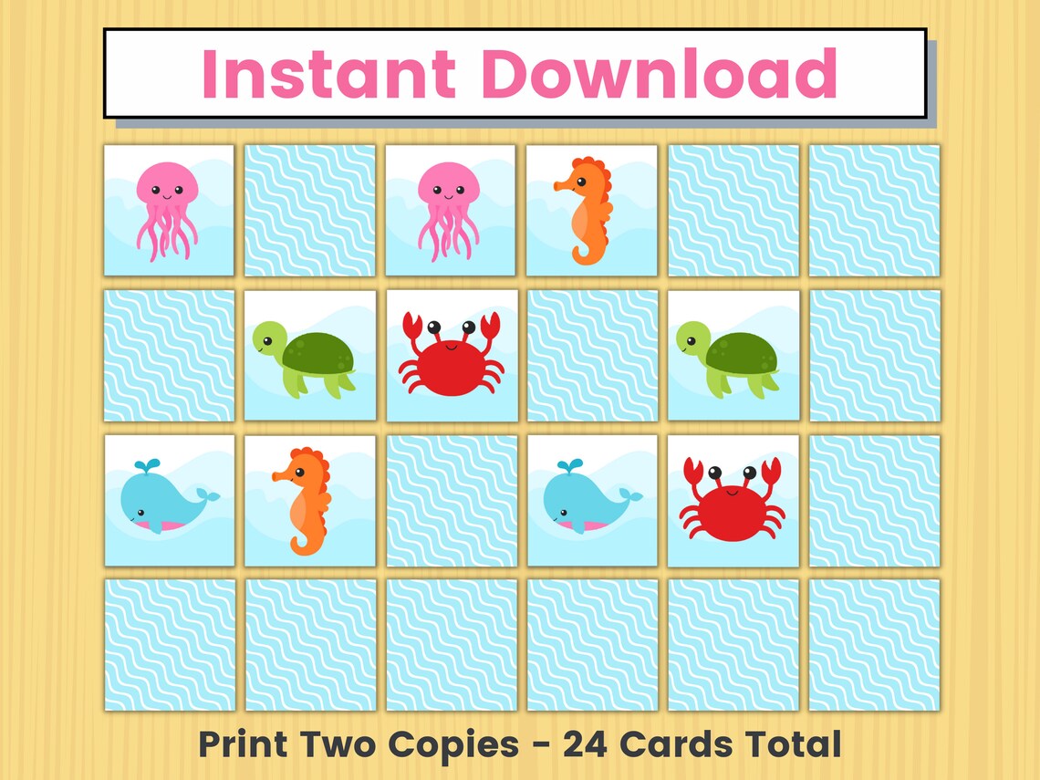 Matching Card Game Memory Game Educational Activities Kids - Etsy