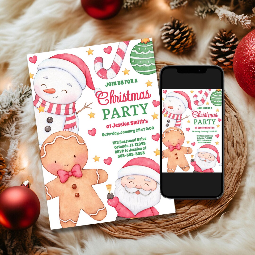 Editable Christmas Party Invitation Kids Christmas Party Invite ...