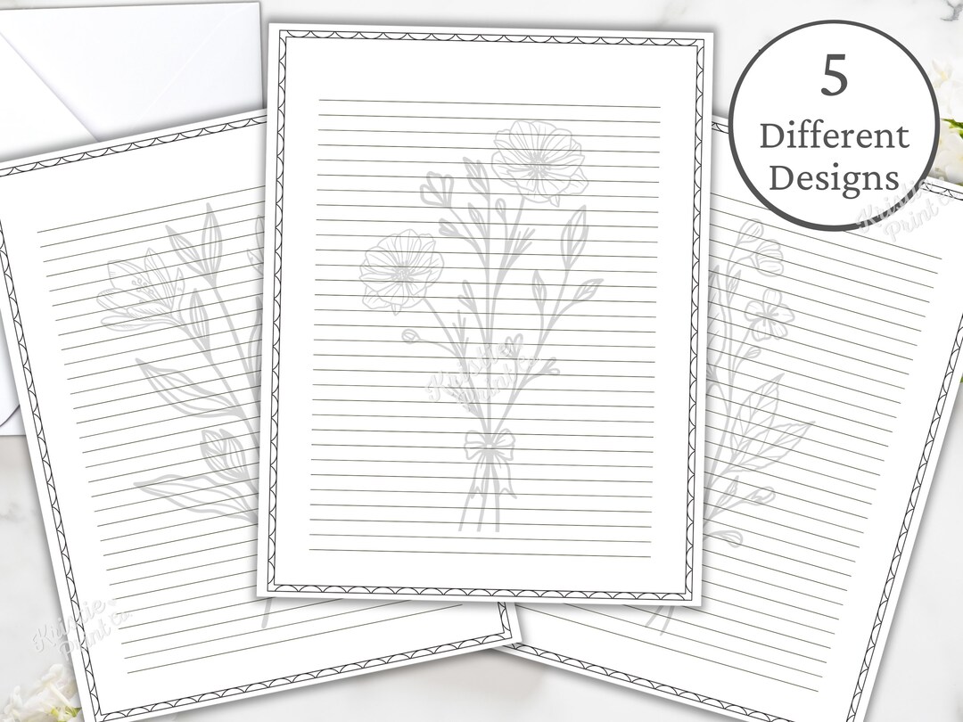 Printable Lined Paper Bundle Printable Lined Pages Stationery Set