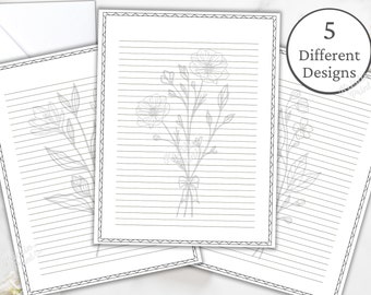 Wildflower Stationery Boho Stationery Border Stationery - Etsy