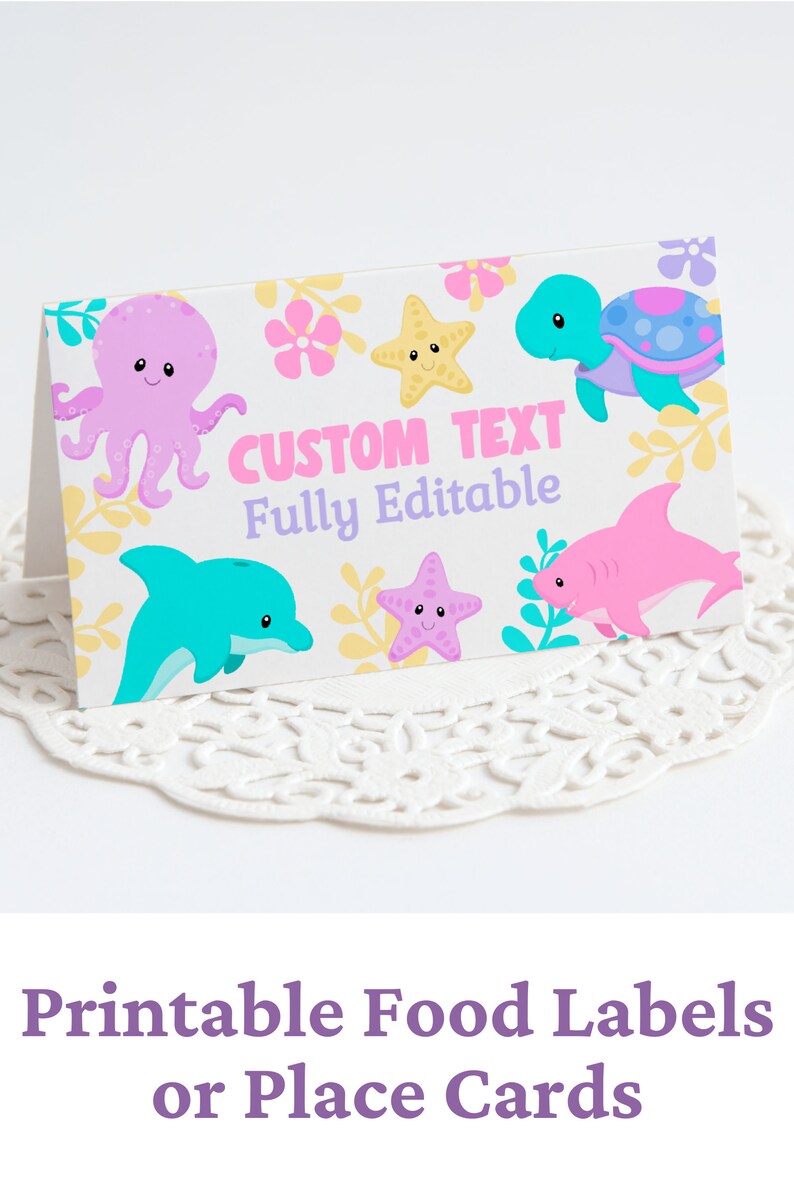 Under the Sea Food Tent Card Under the Sea Party Decorations Sea ...
