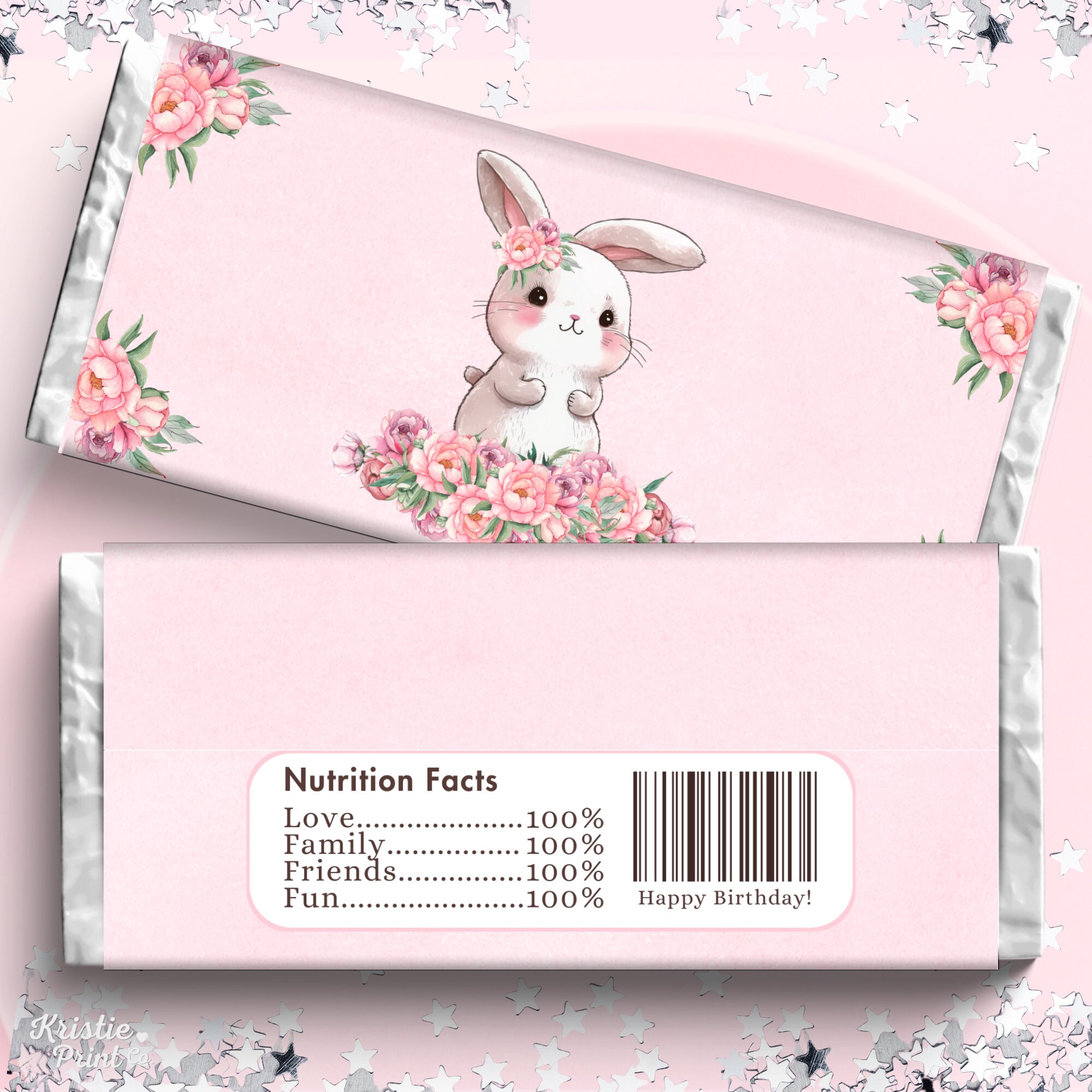 Bunny Candy Bar Wrappers Bunny Baby Shower Favors Birthday Party Girl ...