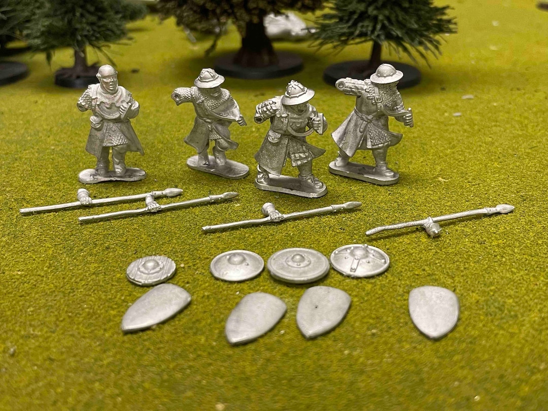 13th 14th Century Spearmen With Shields, 28mm, Metal, Medieval ...