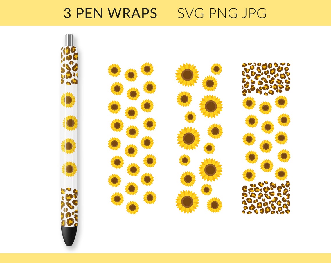 Sunflowers Pen Wraps Sunflower Glitter Pen Wrappers | Etsy