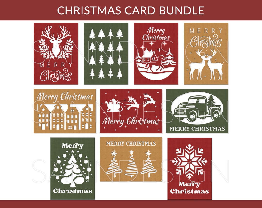 Christmas Card Svg, Christmas Card Bundle Svg, Merry Christmas Cards ...