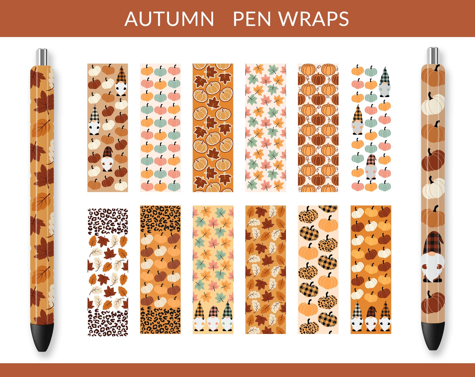 Autumn Pen Wraps Fall Pen Wraps Pen Wrap Bundle Waterslide - Etsy