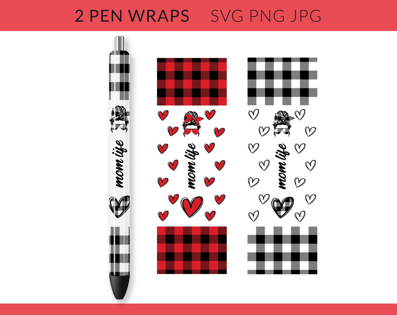 Mom Life Pen Wraps SVG PNG Mom Life Waterslide Wrap Glitter - Etsy