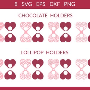 Valentine's Day Lollipop Holder Svg, Valentines Chocolate Holder Bundle ...