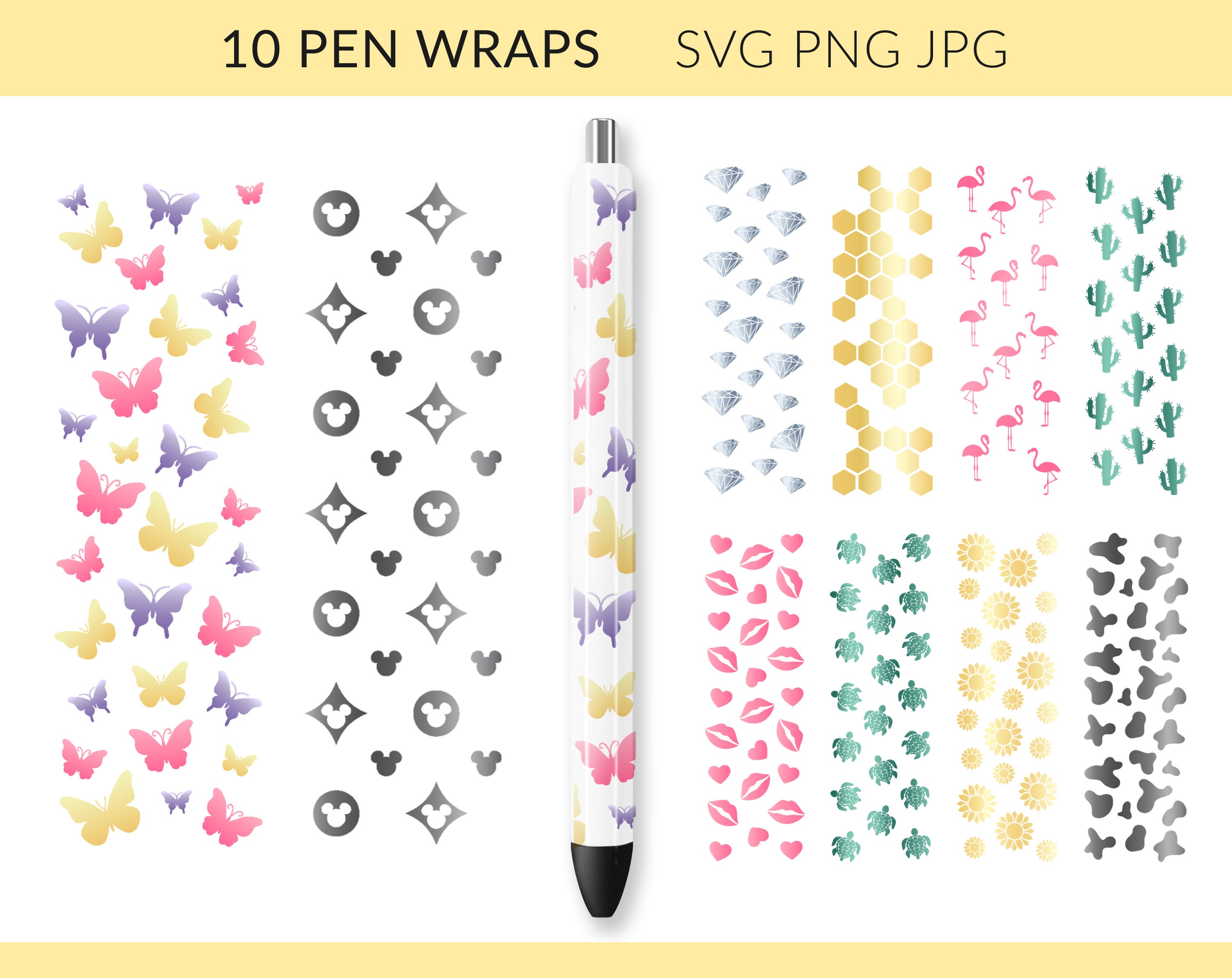 Pen Wraps SVG PNG Glitter Pen Wraps Pen Wraps Patterns Pen | Etsy UK