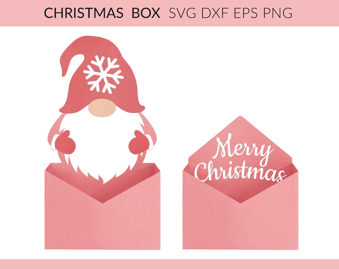 Gnome Christmas Box Svg, Gift Box Svg, Merry Christmas Box Template ...