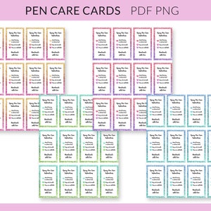 Epoxy Pen Care Card Printable Pen Care Cards PDF PNG Glitter - Etsy