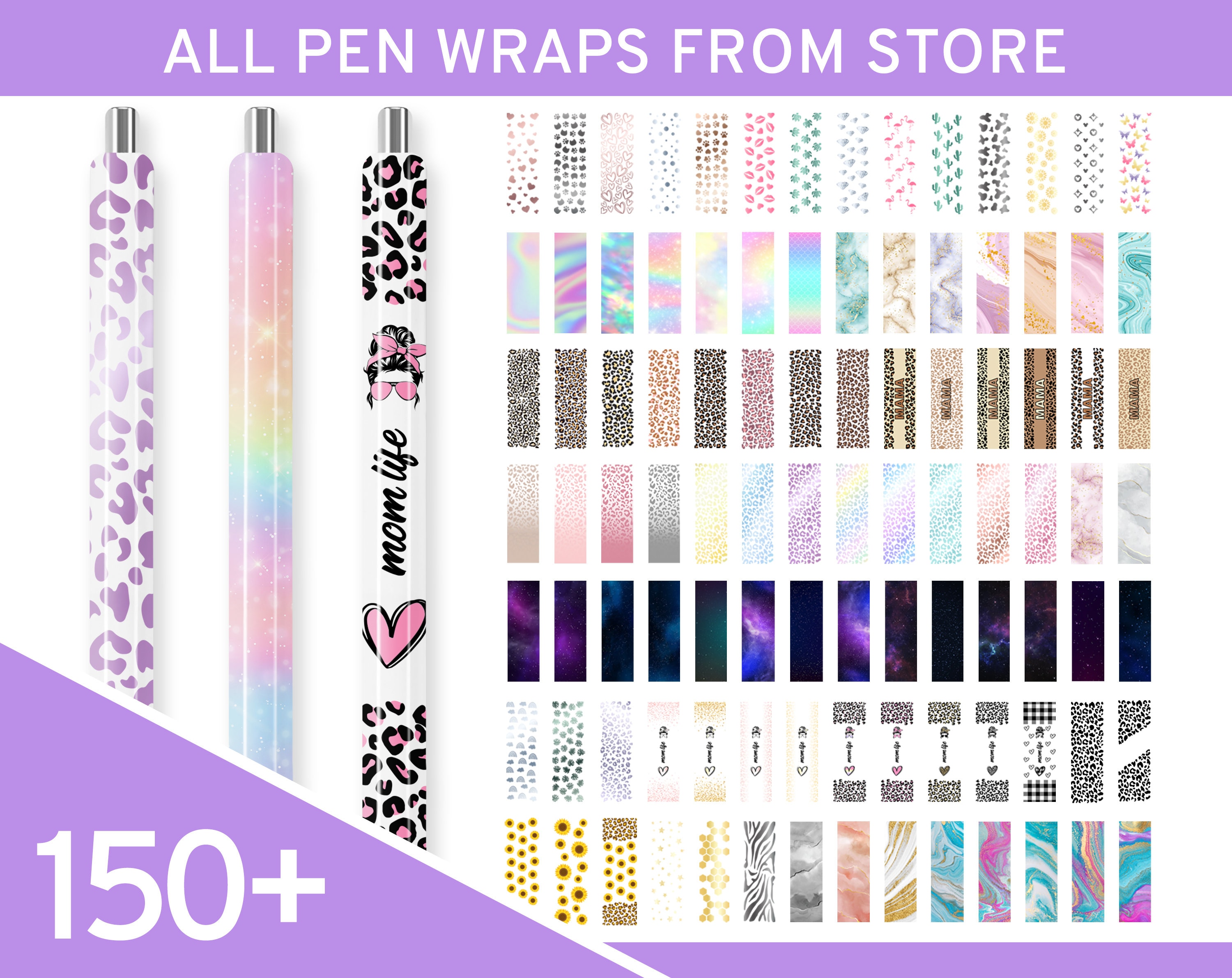 Pen Wrap Bundle Glitter Pen Wraps svg png Pen Wrap svg png | Etsy