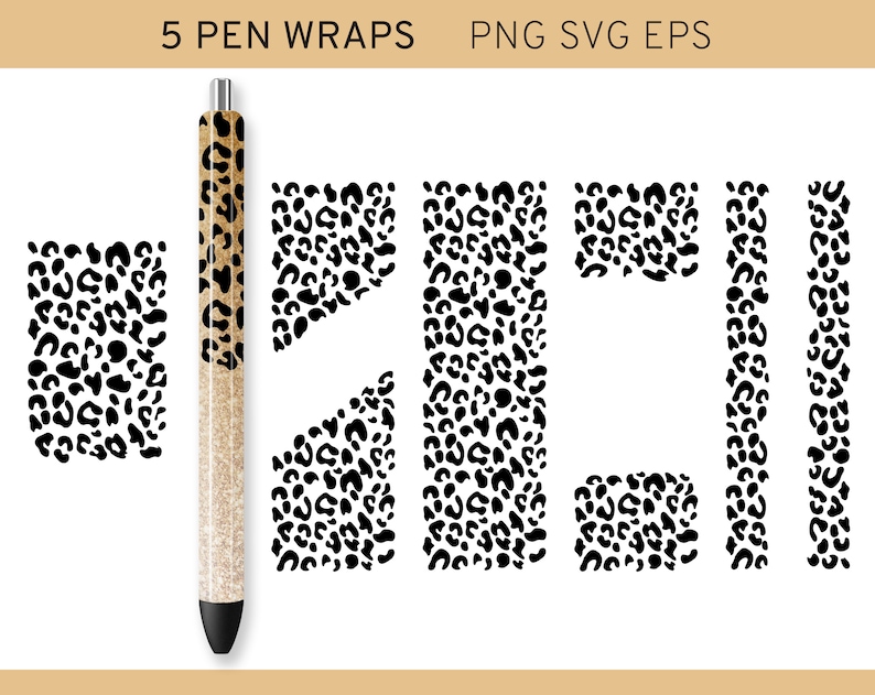 Leopard Pen Wraps, Cheetah Pen Wrap, Personalized Glitter Pen Wrap, Pen ...