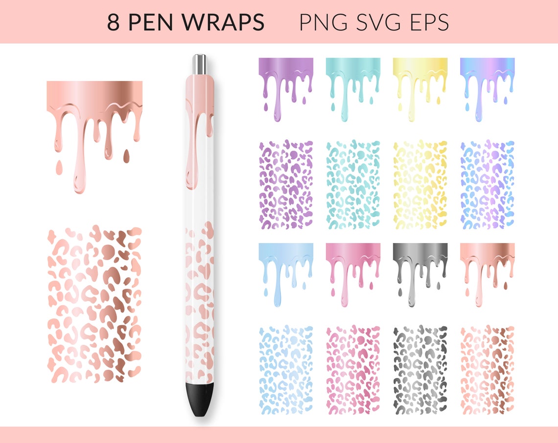 Pen Wraps Svg Png Leopard Dripping Pen Wraps Cheetah Pen - Etsy