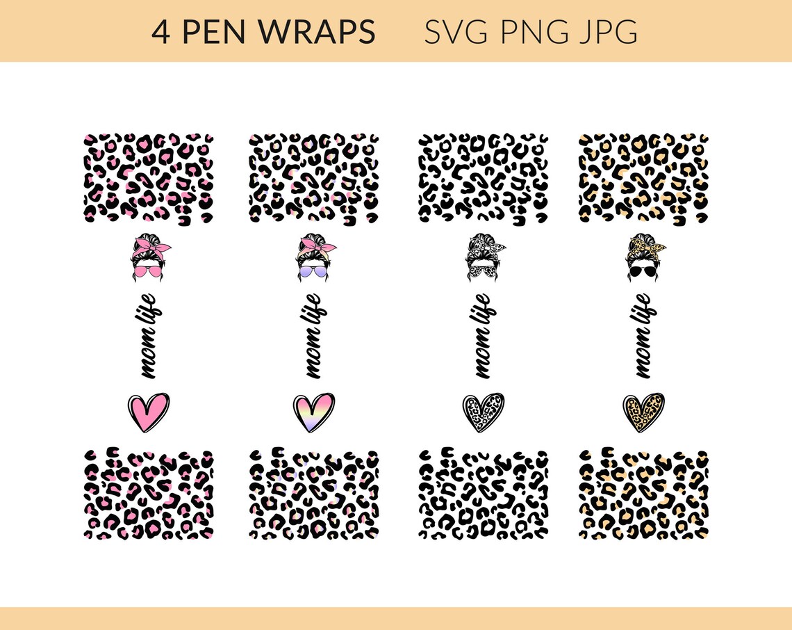 Mom Life Pen Wraps SVG PNG Mom Life Leopard Waterslide Wrap - Etsy