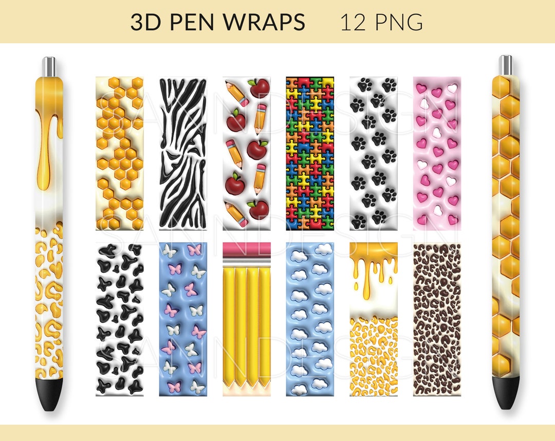 3D Pen Wraps, Inflated Pen Wrap, Puffy Pen Wrap Png Pngegg, Pencil School Teacher Honey Pen ...