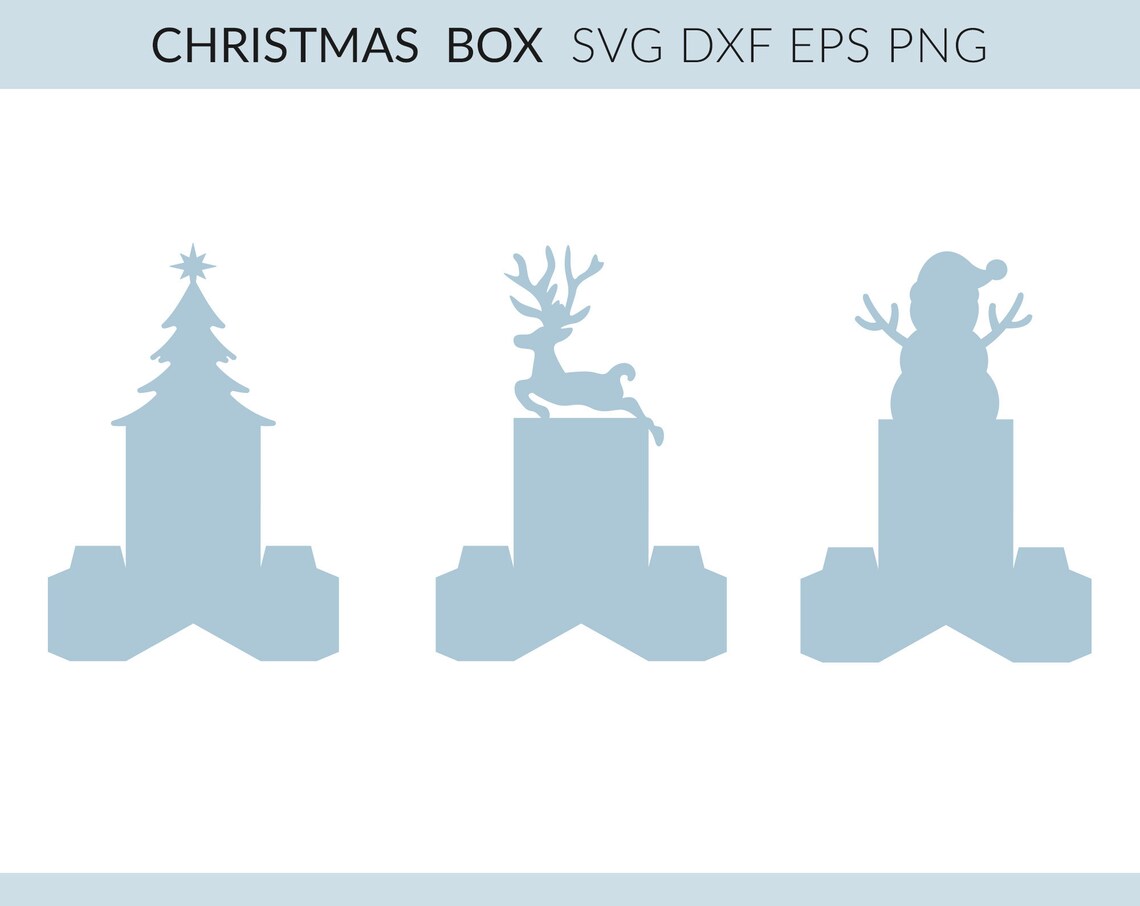 Christmas Box Svg Reindeer Box Svg Christmas Box Template - Etsy
