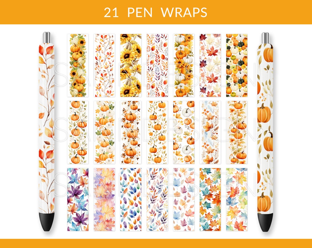 Autumn Pen Wraps, Fall Pen Wraps, Pen Wrap Bundle, Waterslide Pen Wrap ...