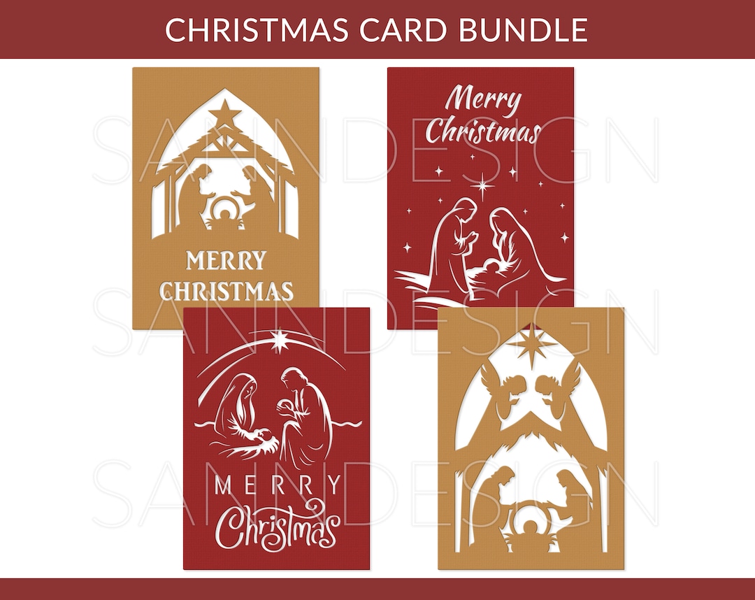 Nativity Christmas Card Svg, Christmas Card Bundle Svg, Merry Christmas ...