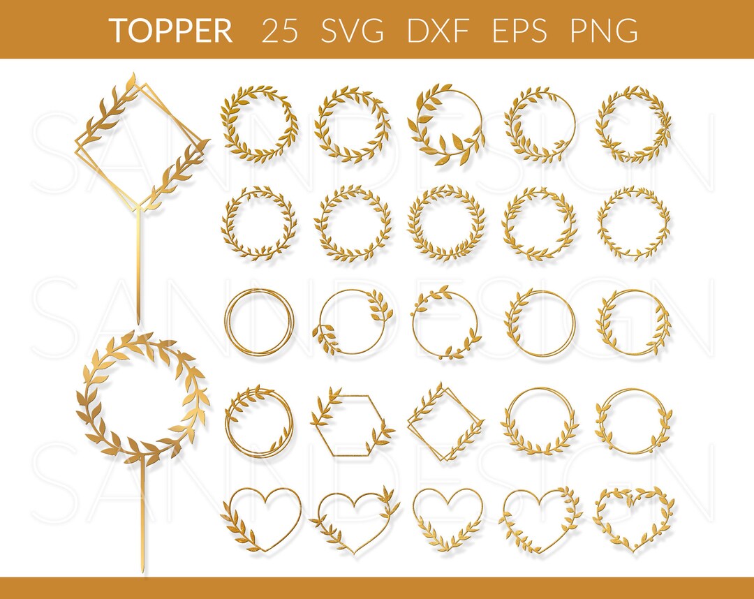 Cake Topper Bundle Svg, Wedding Cake Topper Svg, Birthday Topper Svg ...